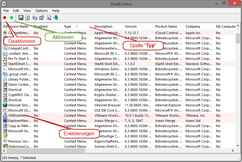 Deaktivieren von Shell-Erweiterungen | SpeedCommander